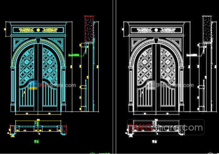 85.Autocad Wooden Door free download