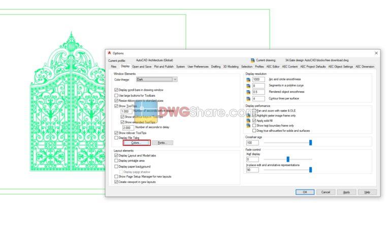 Change background color for Layout in AutoCAD
