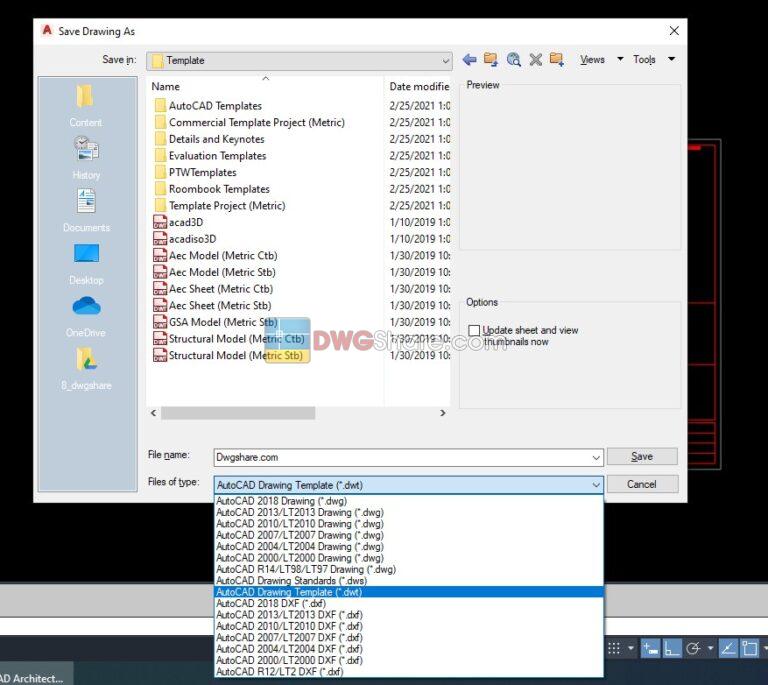 Set up to create Template file in AutoCAD
