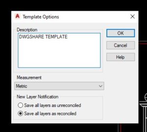 Set up to create Template file in AutoCAD