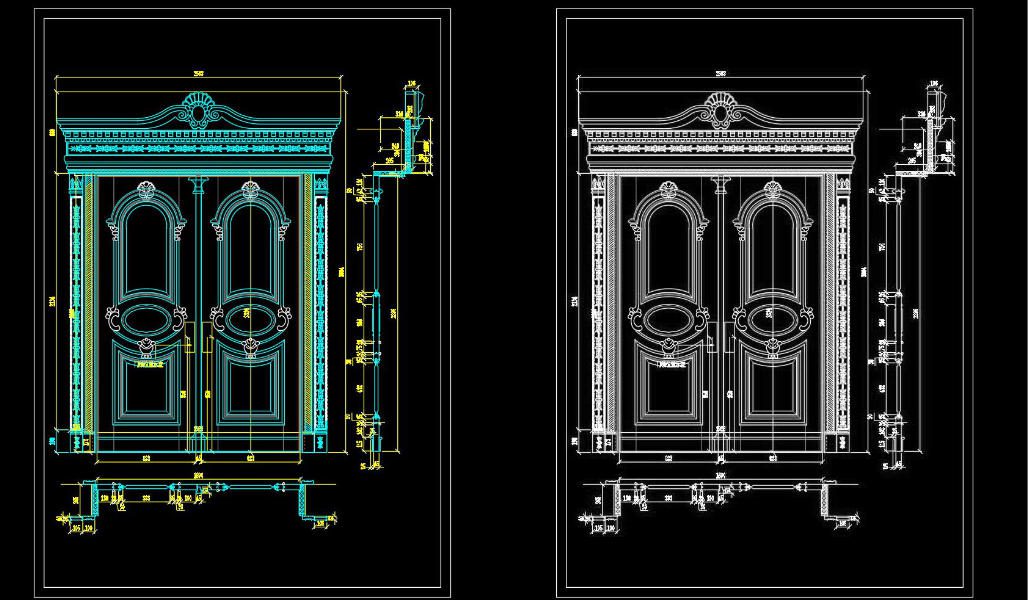 112.Autocad Wooden Door free download