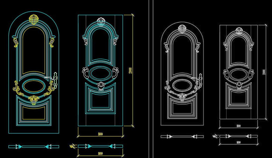 113.Autocad Wooden Door free download