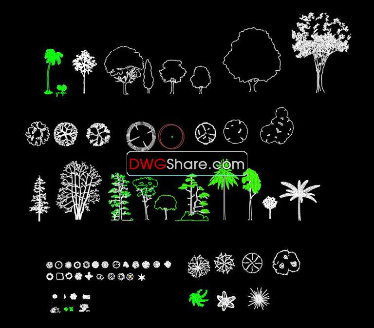 13.Trees AutoCAD blocks free download