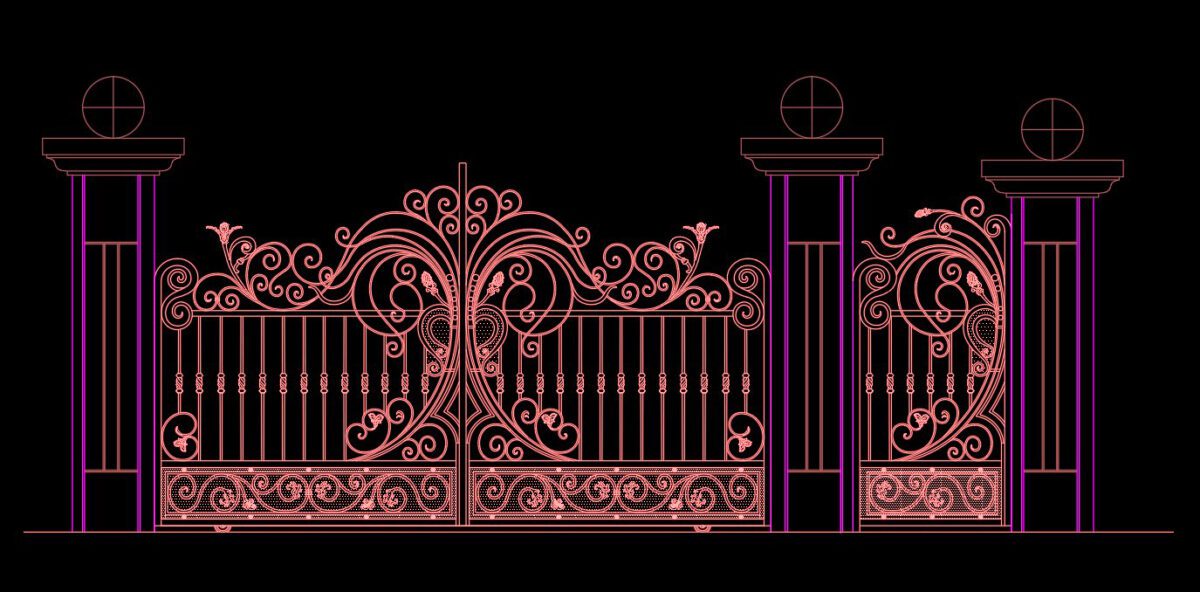 39.Gate design AutoCAD blocks free download | Free Cad Blocks, download ...