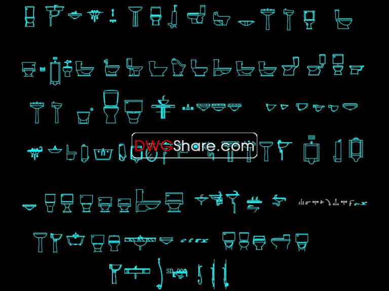 19. Sanitary ware set free AutoCAD drawing download | Free Cad Blocks ...
