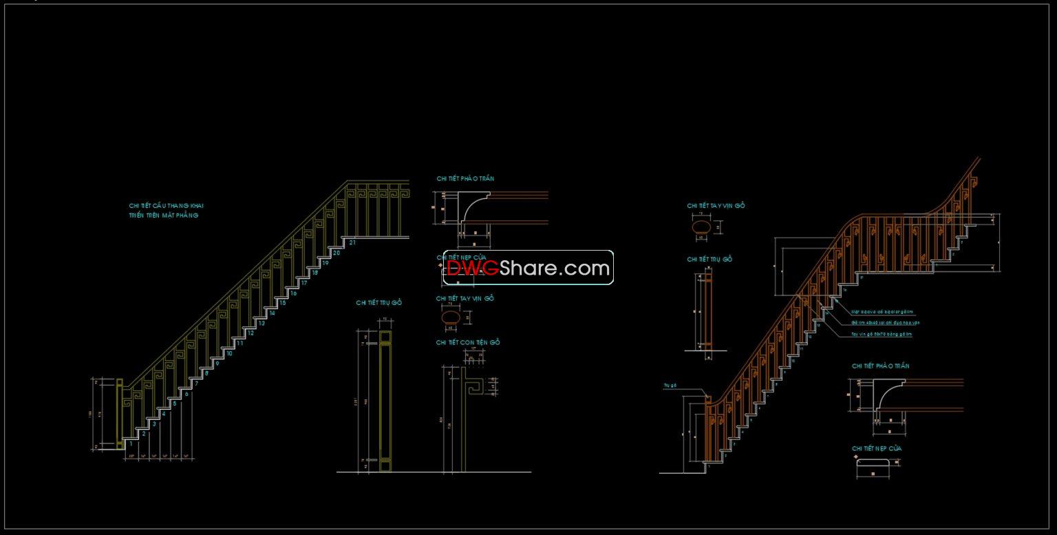 22.Details handrail stairs, handrails autocad free download