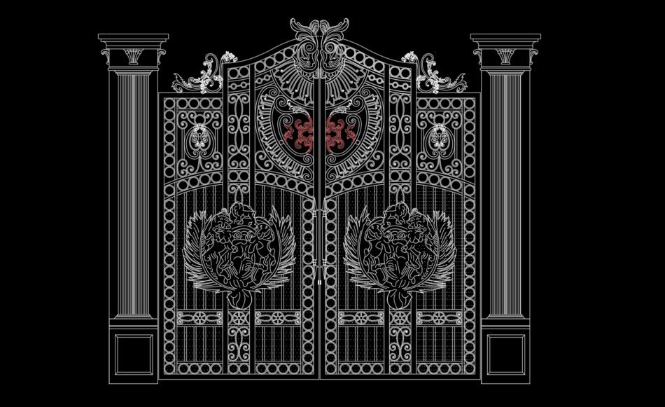 48.Gate design AutoCAD blocks free download