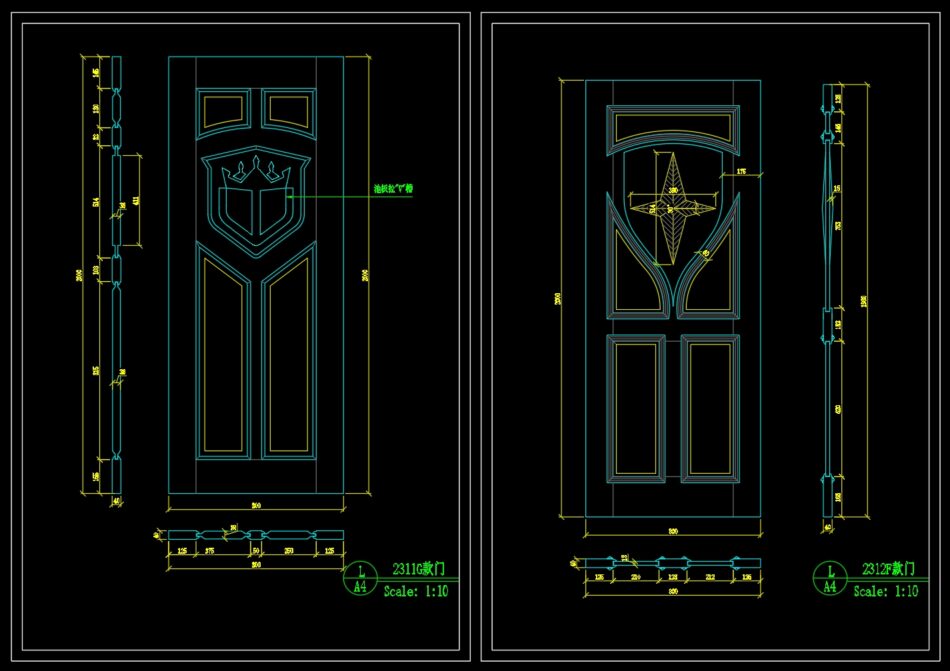 164. Autocad Wooden Door free download