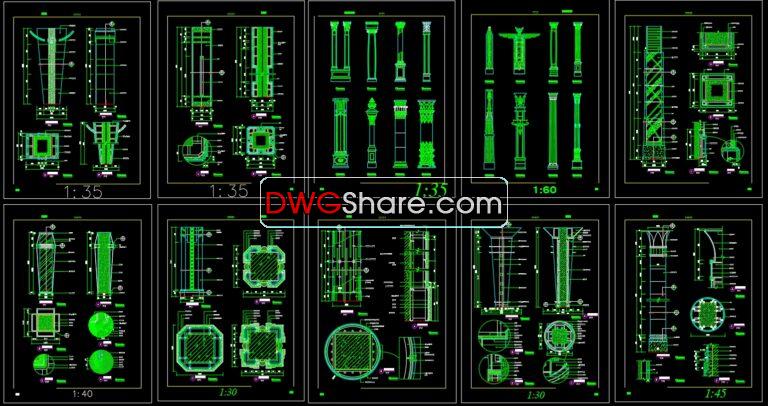19.Autocad column details Blocks free download