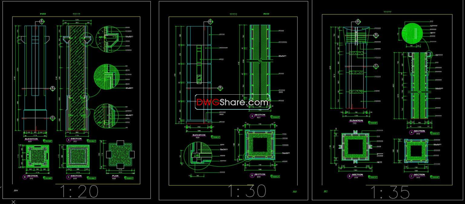 19.Autocad column details Blocks free download