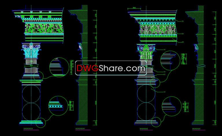 23.Autocad column details Blocks free download