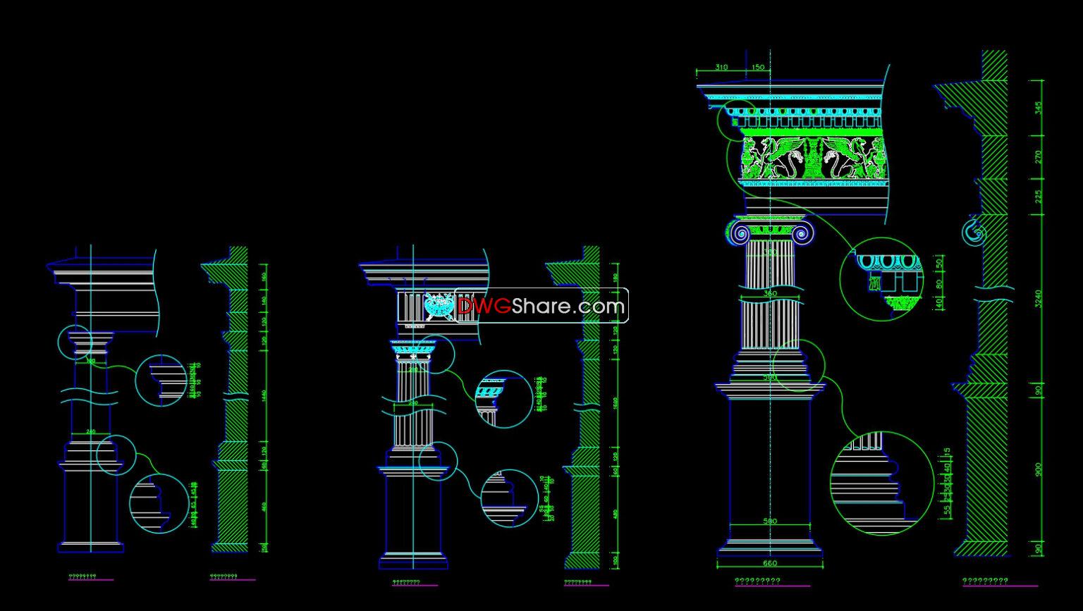 23.Autocad column details Blocks free download