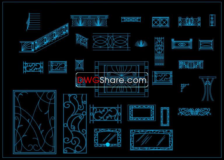 27.Details handrail stairs, handrails autocad free download
