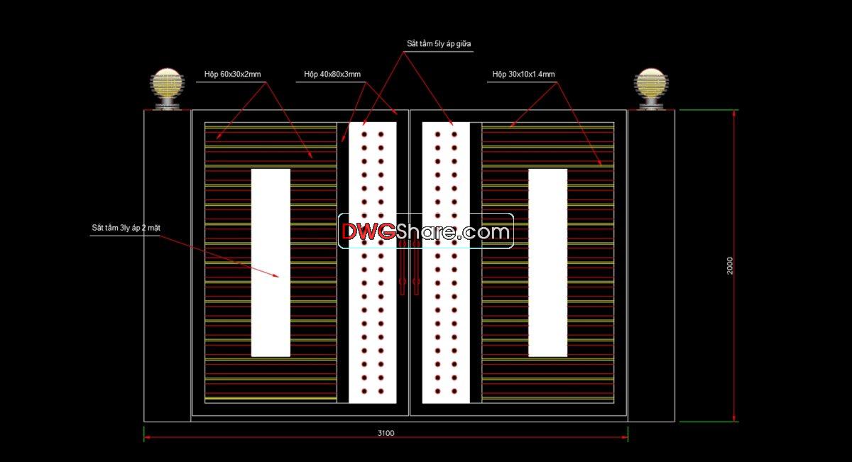 60.Gate design AutoCAD blocks free download