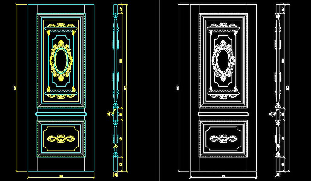 192. Autocad Wooden Door free download