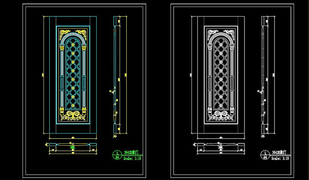 197. Autocad Wooden Door free download