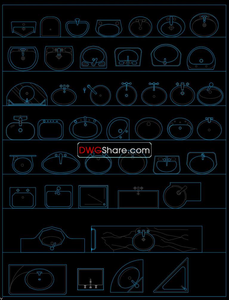 23. Wash basin free AutoCAD drawing download