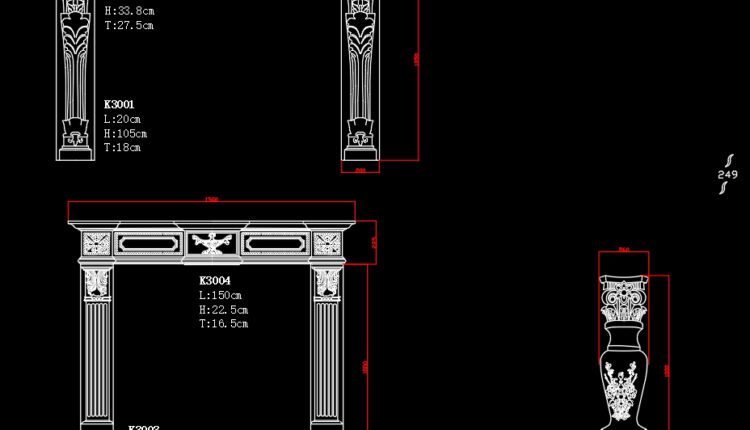 60.Neoclassical Style Decor CAD Design Elements - Free Cad Blocks ...