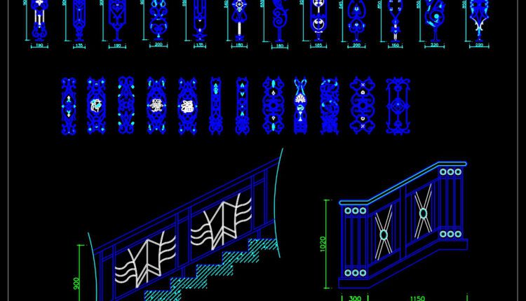 34.Details handrail stairs autocad free download - Free Cad Blocks ...