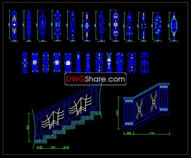 34.Details handrail stairs autocad free download