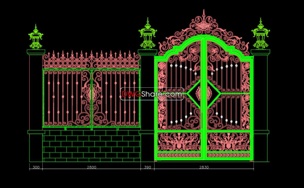 67.Gate design AutoCAD blocks free download