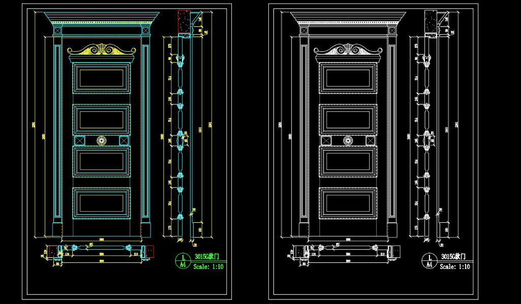 232. Autocad Wooden Door free download