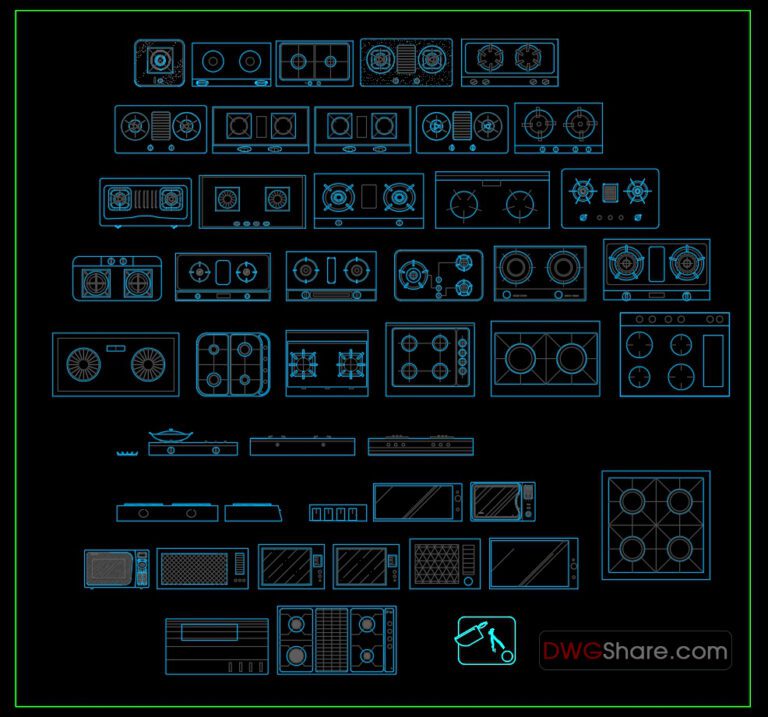 24.Gas cooker, Induction cooker AutoCAD blocks free download