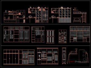 85.Wardrobe Front View AutoCAD Blocks Free Download