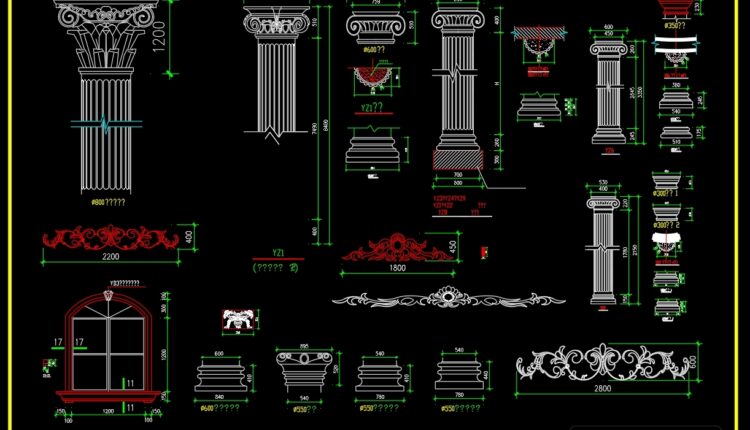 86.Neoclassical Style Decor CAD Design Elements - Free Cad Blocks ...