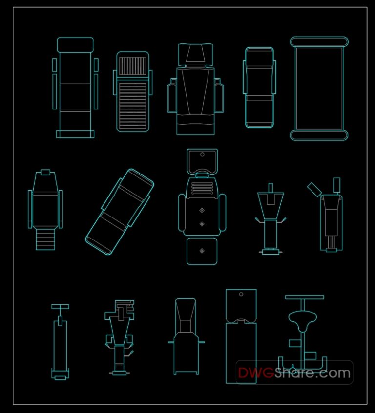 89.Gym equipment Cad Blocks free download