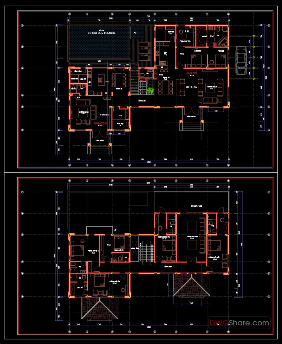 Modern Villa 500 sqm AutoCAD File Free Download