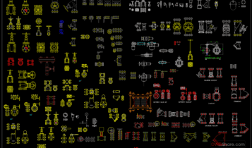 22.A set of trees and shrubs color top view AutoCAD blocks