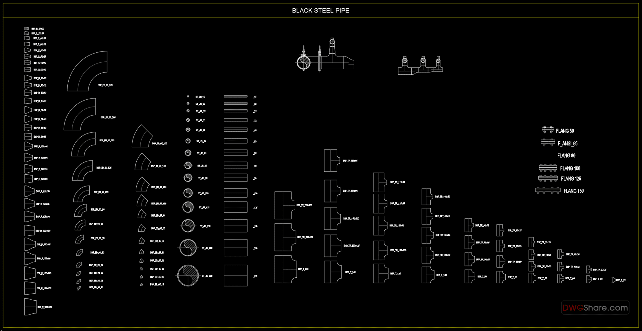 11.Black Steel Pipe Autocad Drawing Free Download