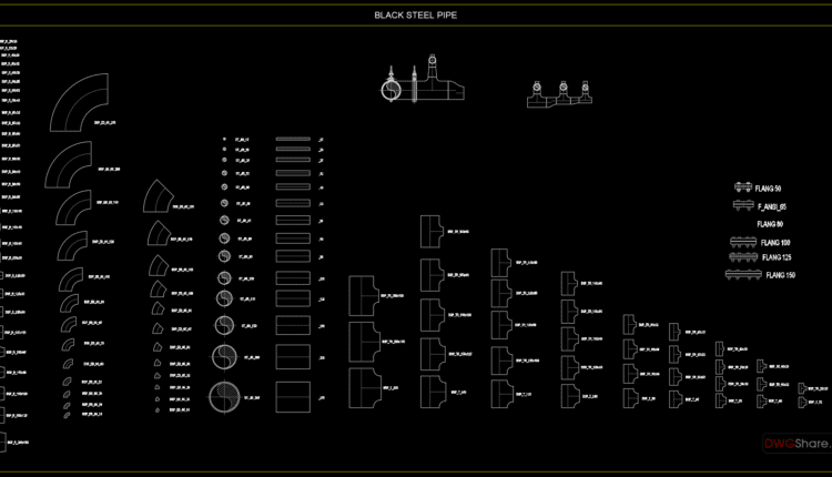 11.Black Steel Pipe Autocad Drawing Free Download - Free Cad Blocks ...
