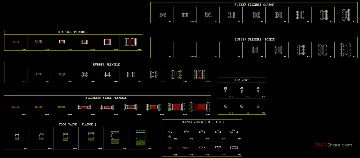 13.Flexible Pipe Autocad Drawing Free Download