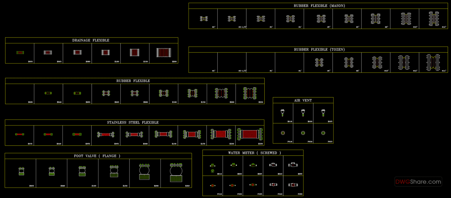 13.Flexible Pipe Autocad Drawing Free Download