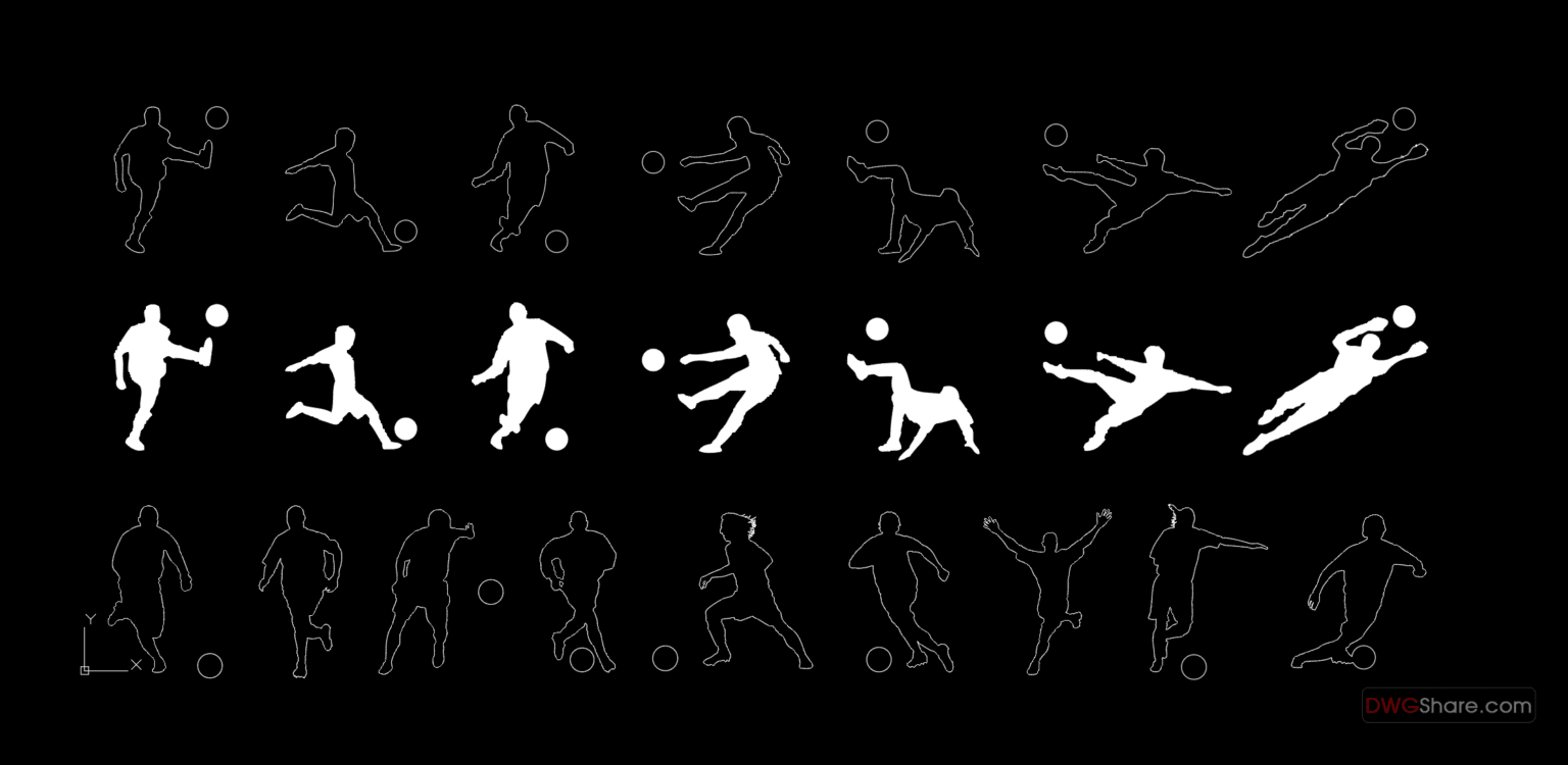 14.Soccer People CAD Blocks