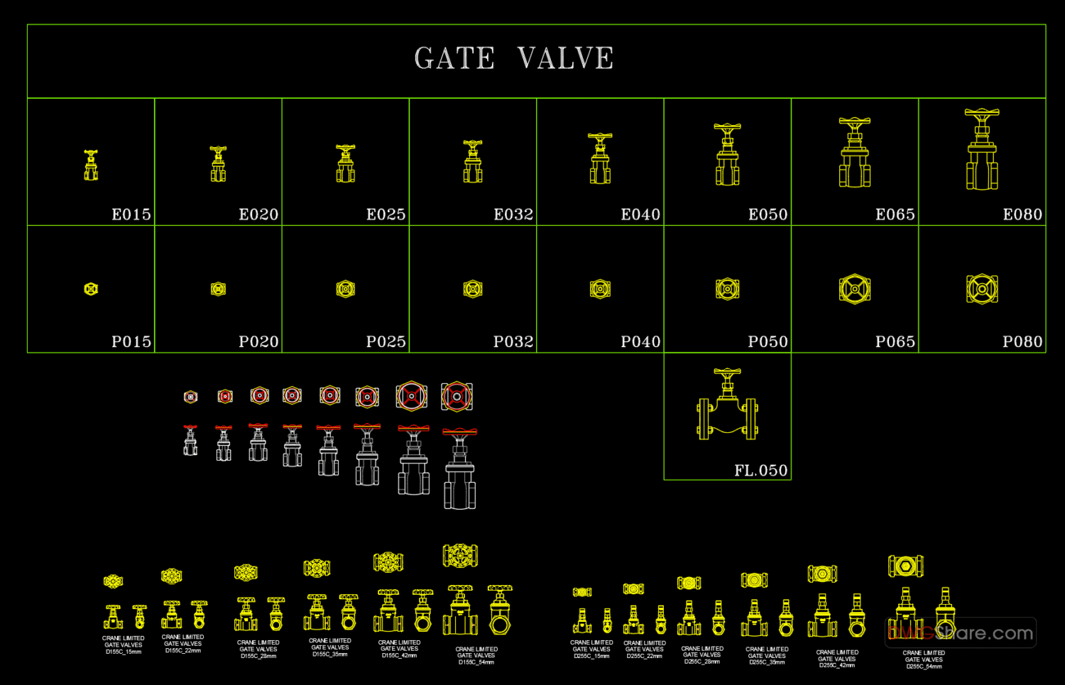 16.Gate Valve Autocad Drawing Free Download