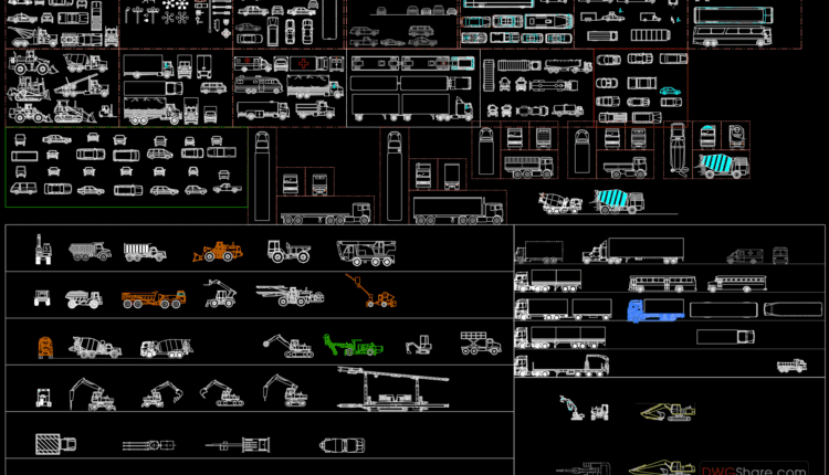 Free Drawing in Autocad: Transport CAD Blocks for format DWG