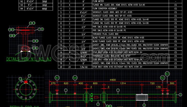 21.flow Meter Pipe Spool Assembly Autocad Drawing Free Download - Free ...