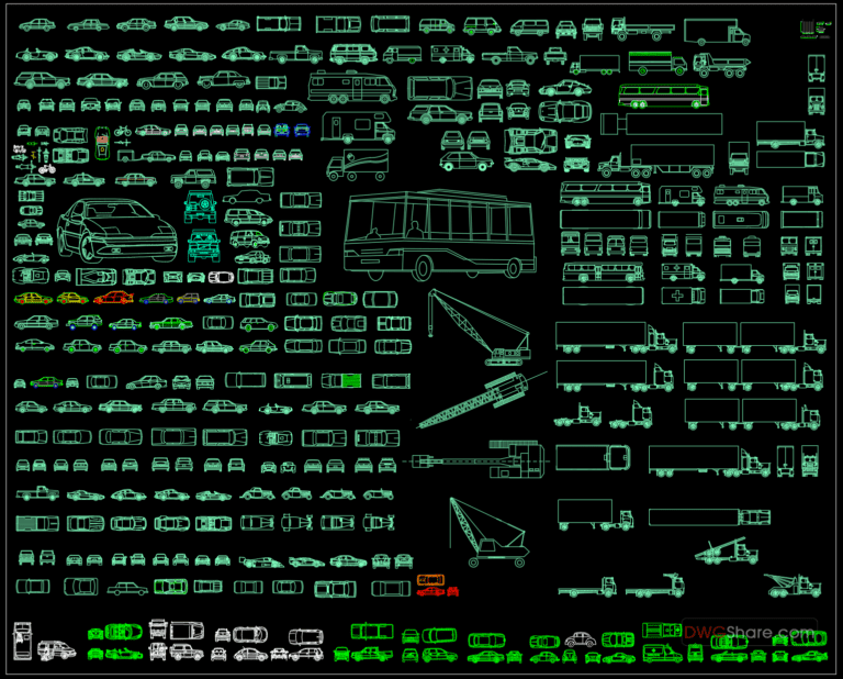 21.Transportation Car Vehicles And Lorries AutoCAD blocks free download
