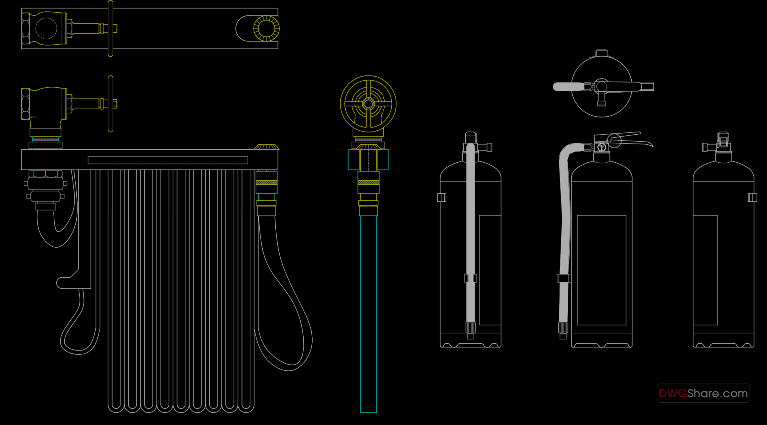 22.Portable Fire Extinguisher Cad Blocks