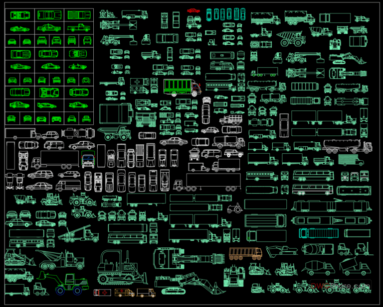 22.Transportation Car Vehicles And Lorries AutoCAD blocks free download