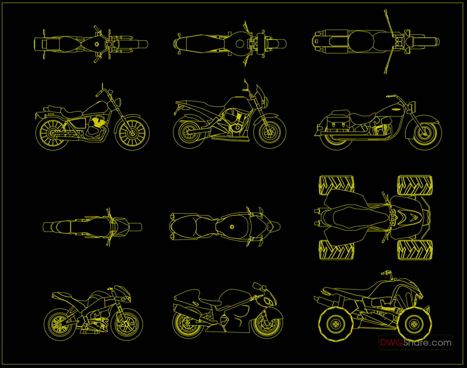 23.Motobike AutoCAD blocks free download