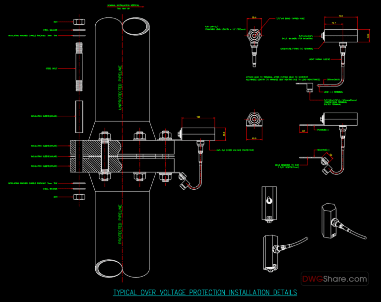 23.Over Voltage Protection Installation Pipeline Autocad Drawing Free ...