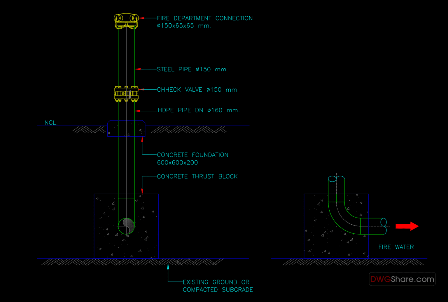 26.Fire department connection Cad Blocks