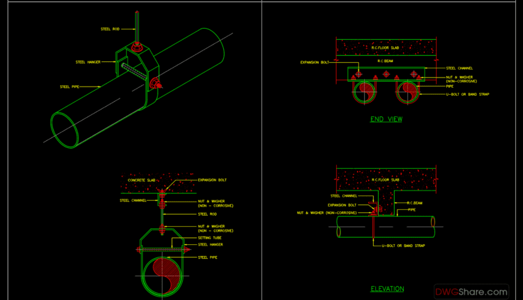 26.Pipe Hanger Autocad Drawing - Free Cad Blocks, download DWG models ...