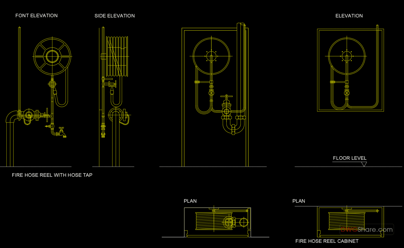 27.Fire hose reel cabinet Cad Blocks