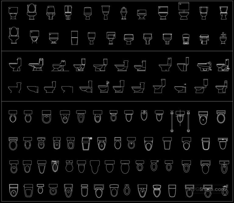 29.Toilet bowls free AutoCAD drawing download