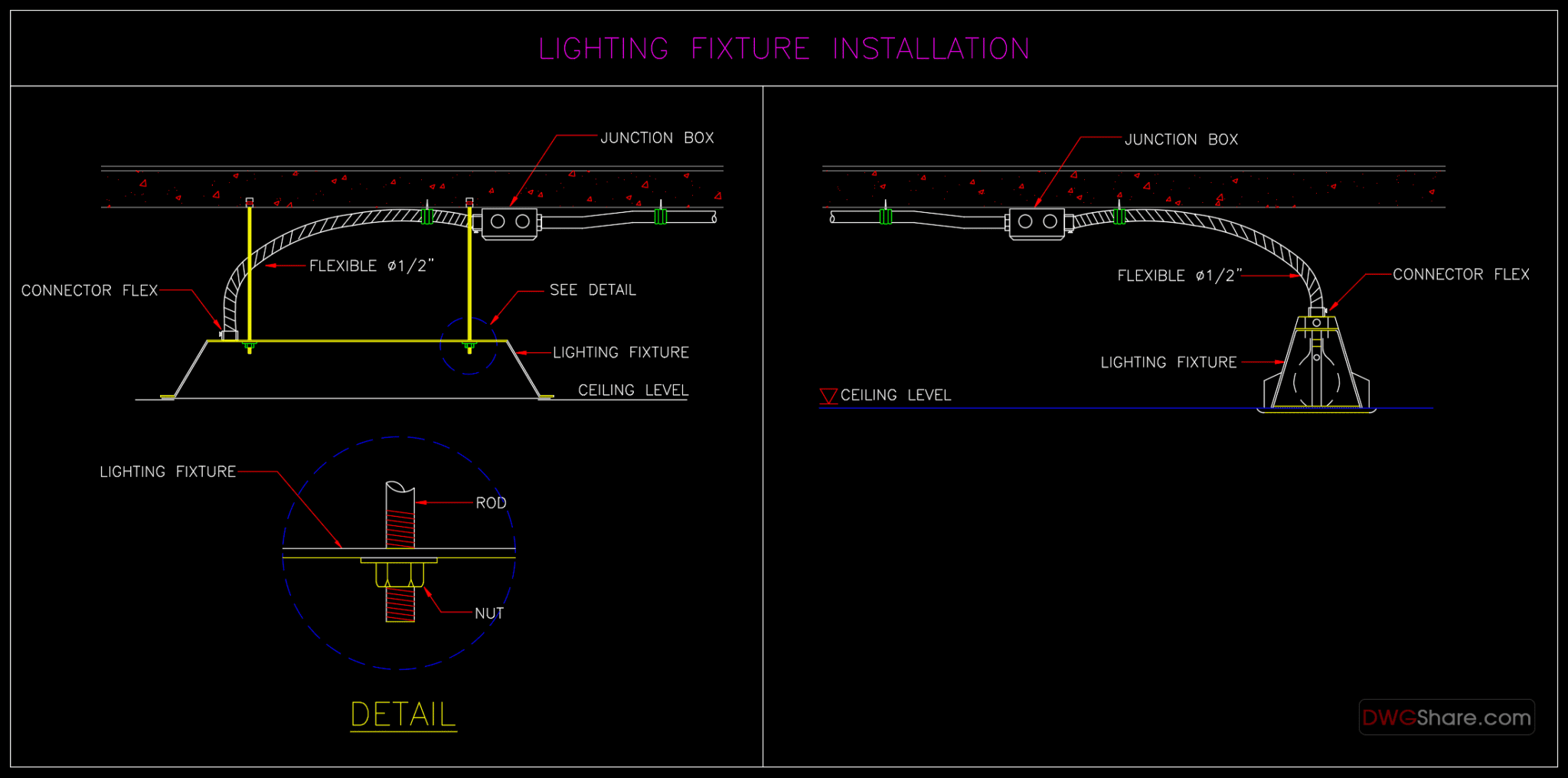 32.Lighting Fixture Installation AutoCAD Blocks